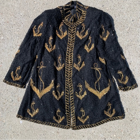 Vintage | Jackets & Coats | Last Call 8s Nautical Sailor Sparkle Beaded ...